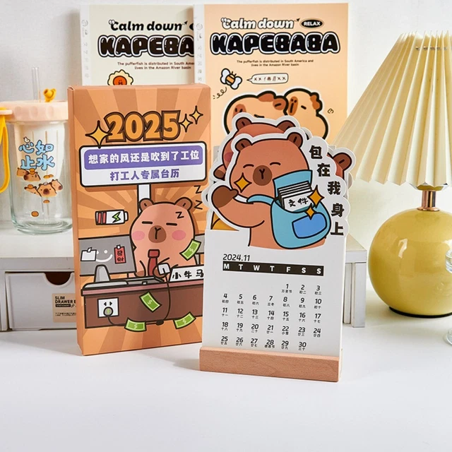 GOOD LUCK WOODEN Capybara Calendars 2025 Office Desktop Ornament £10.58 ...