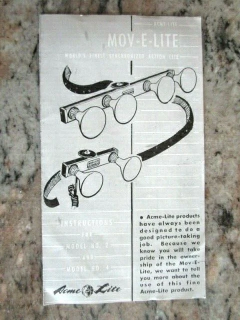 VINTAGE ACME-LITE MOV-E-LITE Brochure INSTRUCTIONS for Model No 2 ...