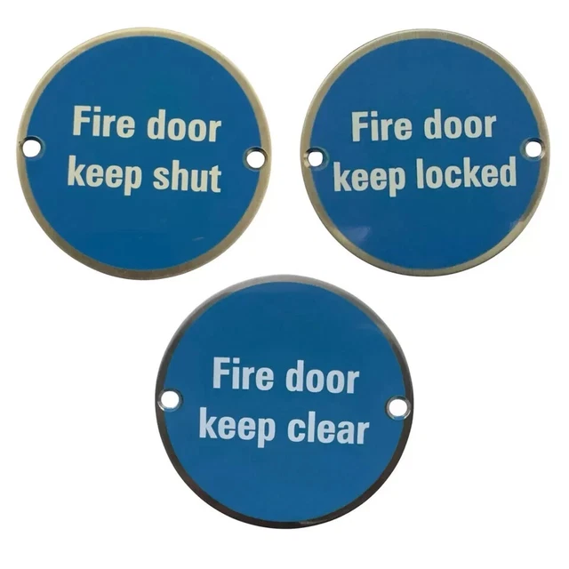 FIRE DOOR KEEP Shut Sign Round HEAVY STAINLESS Disc Metal Bulk Packs £6 ...