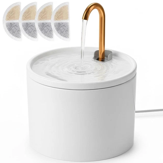 100% CERAMIC CAT Water Fountain, 1.2L Ultra-Quiet (20dB) Pet Water ...