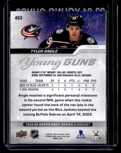 2023-24 UPPER DECK Young Guns Tyler Angle Rookie Columbus Blue Jackets ...