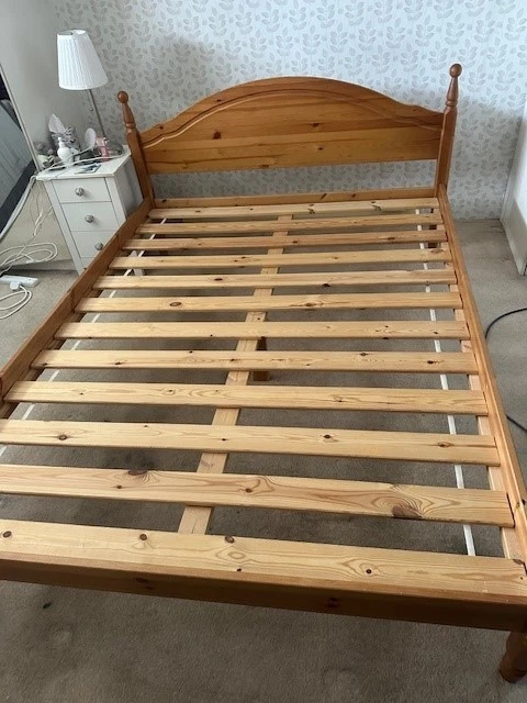 SOLID ANTIQUE PINE Double Bed Frame standard double size heavy and sturdy £34.21 - PicClick UK