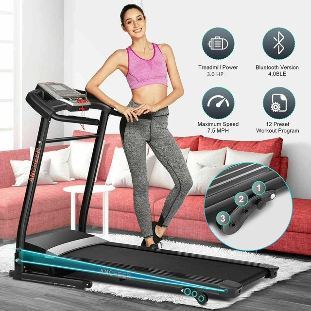ELECTRIC TREADMILL 3.0 HP Folding Running Machine Incline 12 Program 7 ...