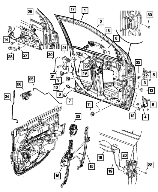 GENUINE MOPAR DOOR Latch Knob And Push Rod Left 1AZ35BDAAA $10.80 ...