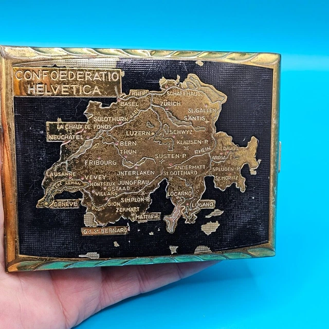 RARE VINTAGE COLLECTABLE Cigarette Case With Map of CONFOEDERATIO ...
