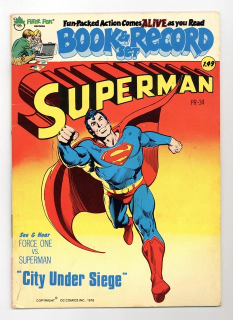 SUPERMAN BOOK AND Record Set Peter Pan/Power Records #34R VG+ 4.5 1978 ...