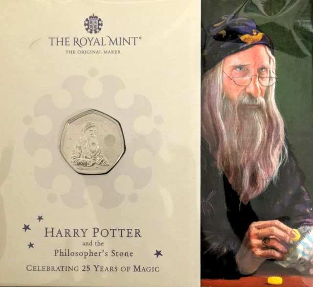 HARRY POTTER PROFESSOR DUMBLEDORE And The Philosophers Stone 50p Coin £ ...