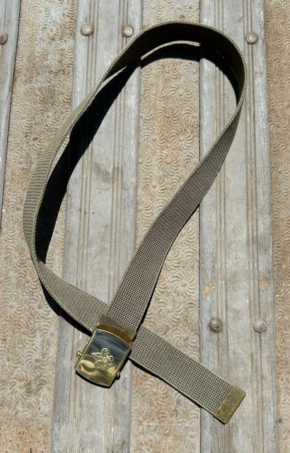 VINTAGE BOY SCOUT Belt with Solid Brass Buckle 30” Khaki BSA and BSA ...
