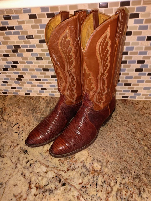 VGUC VINTAGE TONY Lama Rust Lizard Skin Leather Cowboy Boots- US Size ...
