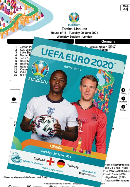 #44 ENGLAND V GERMANY 29 June 2021 R of 16 EURO-2020 FAN prg + official ...
