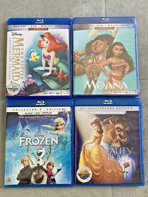 DISNEY BLU RAY Movie Lot 4 - Beauty & The Beast, Frozen, Little Mermaid ...