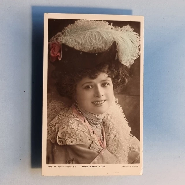 EDWARDIAN ACTRESS POSTCARD 1907 Real Photo Miss Mabel Love Ostrich Feather Hat £5.95 - PicClick UK