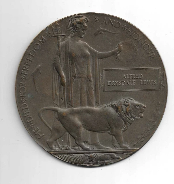 WW1 DEATH MEMORIAL Plaque Lieut Alfred Drysdale Lewis, RE and Inns Of ...
