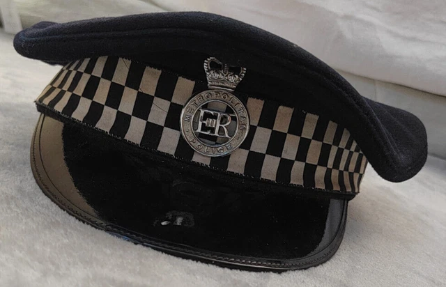 VINTAGE METROPOLITAN POLICE Cap with ER Badge - Checkerboard Band ...