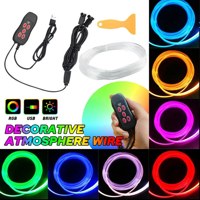 1/2SET 4M LED Interior Atmosphere Car Neon EL Light Strip Wire Remote Control Un $29.98 ...