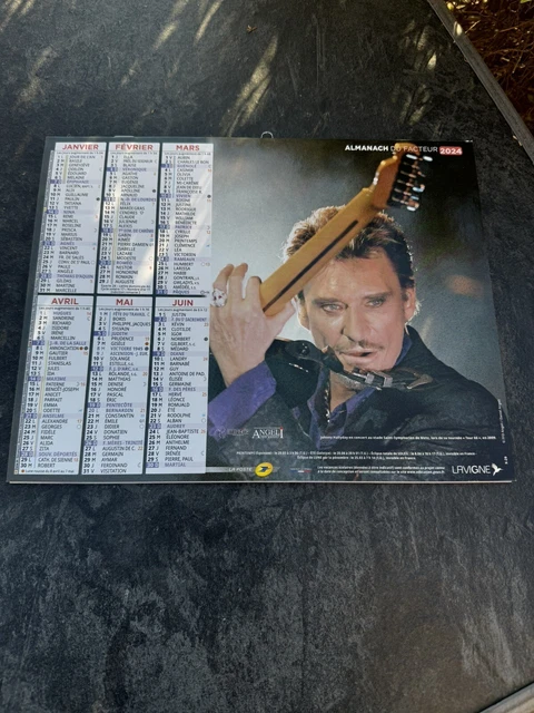 CALENDRIER ALMANACH LA Poste 2024 Johnny Hallyday Lavigne EUR 9,00 ...
