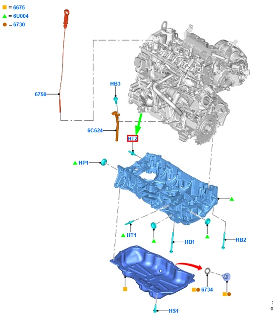 FORD MONDEO MK5 Goujon de raidisseur de carter d'huile 1346547 W705619 ...