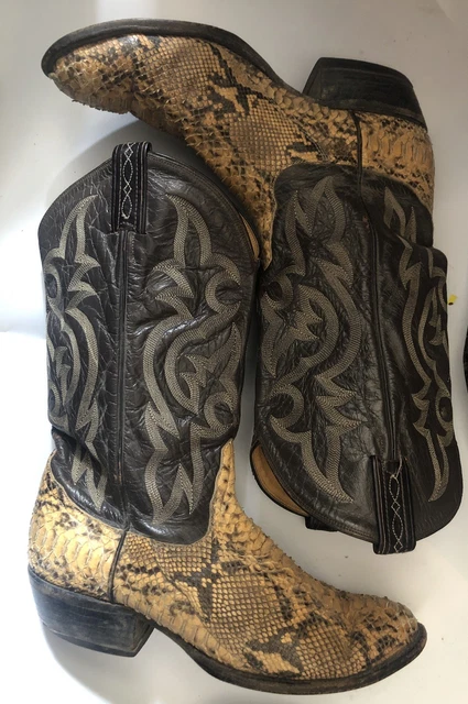 TONY LAMA VINTAGE Snakeskin Python Western Cowboy Boots Mens 10 1/2 D ...