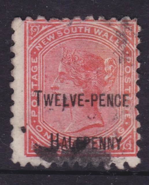 NSW 1891 1/- Red SURCHARGE "TWELVE PENCE HALFPENNY" USED SG 268c (NE80 ...