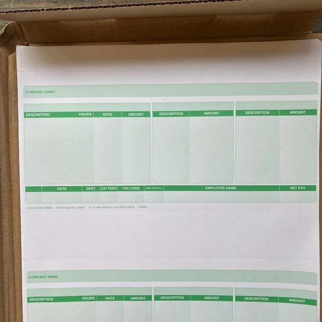 SAGE LASER PAYSLIPS Pack 75 £2.77 - PicClick UK