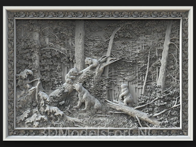 3D MODEL STL File for CNC Router Laser & 3D Printer Bears in the Woods ...