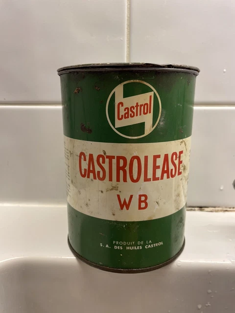 ANCIEN POT DE graisse Castrol WB Castrolease 1950 Bidon D’huile Garage ...