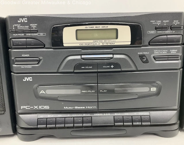 JVC PC-X105 PORTABLE CD Player/Cassette Boombox Set w/Detachable ...