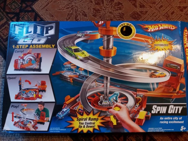 2007 HOT WHEELS Flip N Go Spin City Motorized Spiral Ramp Vehicles Not ...