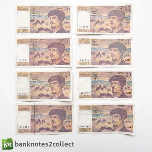 FRANCE: 8 X 20 French Franc Banknotes. £0.99 - PicClick UK