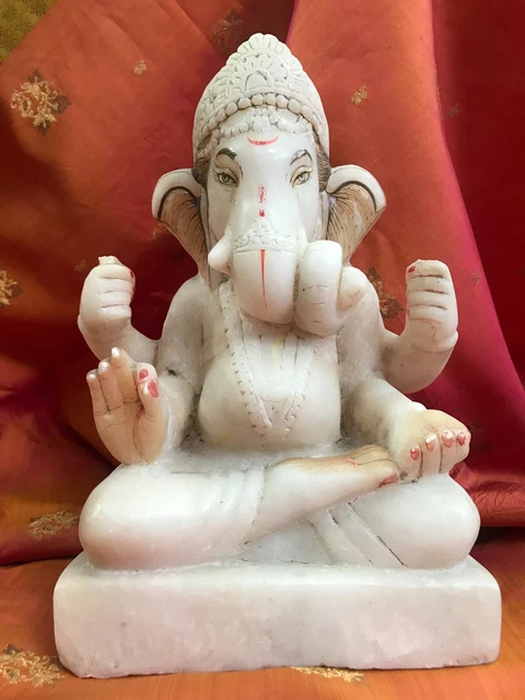 GANESHA STATUE ANCIENNE Temple Marbre Dieu hindou Sculpture Shiva Inde ...