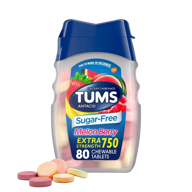 TUMS SANS SUCRE Ex Force 750 MG melon Baie 80 Comprimés Eu Vendeur EUR ...