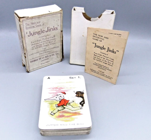 ANTIQUE THOMAS DE La Rue Jungle Jinks Complete Card Game In Box £25.00 ...