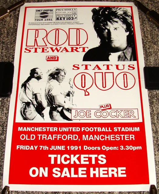 ROD STEWART & Status Quo Joe Cocker - Original Used Ticket - Gateshead ...