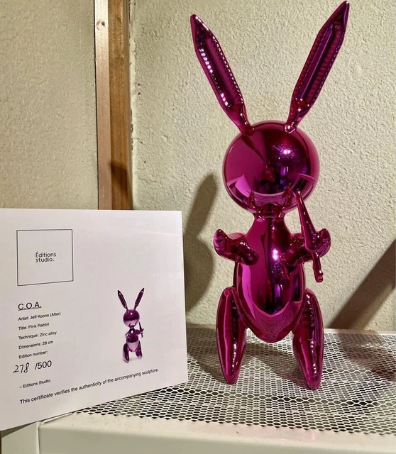 JEFF KOONS (AFTER) PINK Rabbit Balloon Sculpture with box 278/500 ...