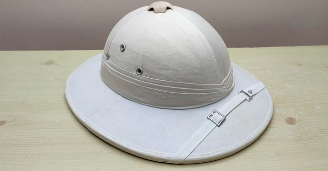 FRENCH TROPICAL PITH Helmet - Cream Colonial Explorer Hat Safari Army ...