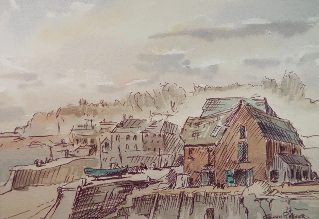ORIGINAL WATERCOLOUR, 'FISHING Village', Gwen Rayner, c1970's £37.00 ...