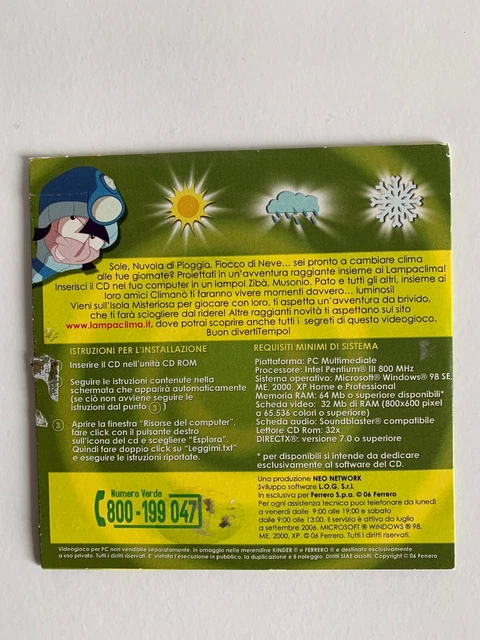 GIOCO PC CD rom I LAMPACLIMA E LA STELE CLIMOTTA Kinder Ferrero ...