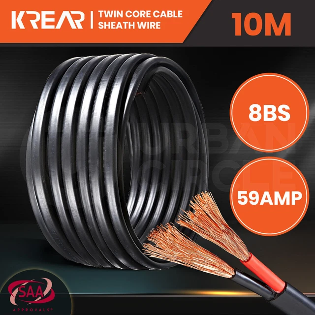 KREAR 8BS ELECTRICAL Twin Core Wire Copper Cable Extension 10M Dual ...