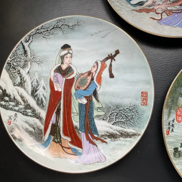 SET OF 3 Chinese Decorative Plates. Hand Painted. Dream Of The Red ...