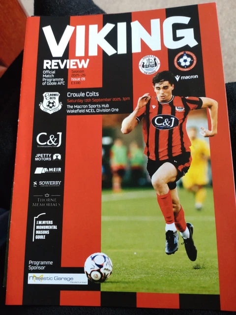 GOOLE V CROWLE Colts 2025/26 £3.50 - PicClick UK
