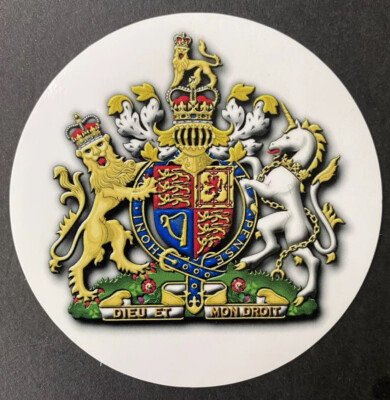 KING CHARLES III OFFICIAL ROYAL COAT OF ARMS GLOsSY VINYL STICKER $6.86 ...