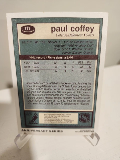 1991-92 O-PEE-CHEE OPC Anniversary Series 1981 #111 Paul Coffey Rookie ...