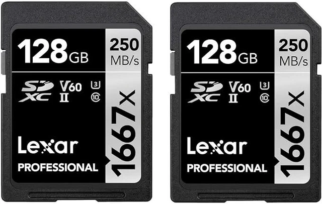 LEXAR 2 X 128GB 1667X Professional V60 SDXC UHS-II U3 SD 4K HD GENUINE ...