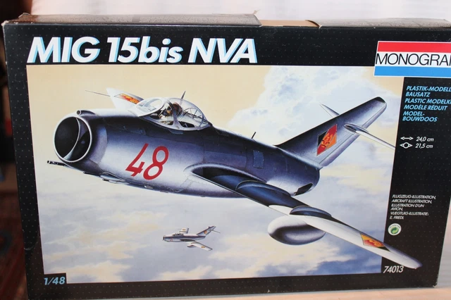 1/48 SCALE MONOGRAM, MIG 15bis NVA Jet Airplane Model Kit #74013 BN ...