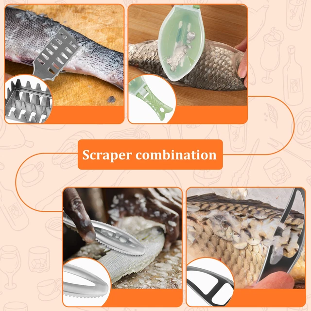 8 PCS FISH Scale Remover with Gloves Stainless Steel Fish Scaler TuuXd ...