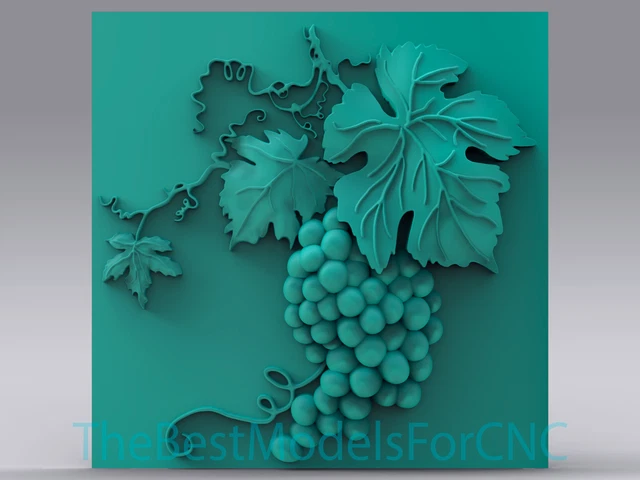 3D MODEL STL File for CNC Router Laser & 3D Printer Grapes with Leaf £2.48 - PicClick UK
