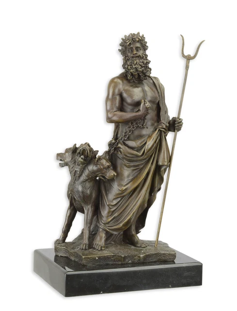 DES BRONZE SCULPTURE Hades Avec Cerbère Sur Marbre Culot YY-113 EUR 342 ...