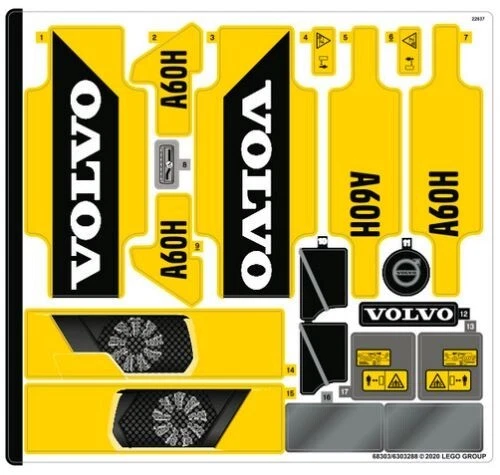 NEW LEGO TECHNIC STICKER SHEET ONLY for 6x6 Volvo Articulated Hauler ...