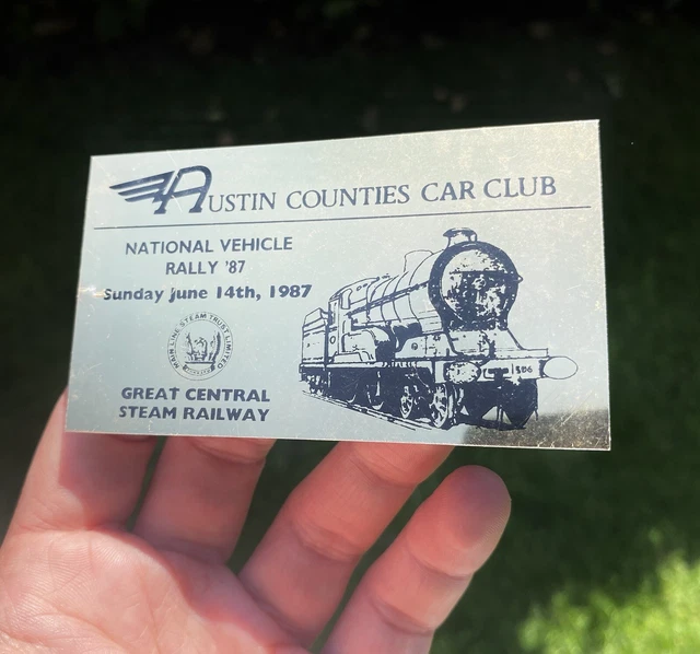 AUSTIN COUNTIES CAR Club Great Central Steam Railway Rally Plaque Badge ...