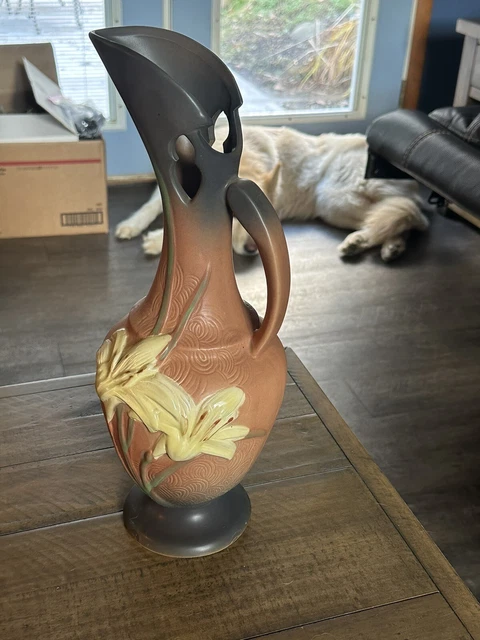 VINTAGE REPRODUCTION - Roseville Pottery ~ Zephyr Lily Ewer Vase ...